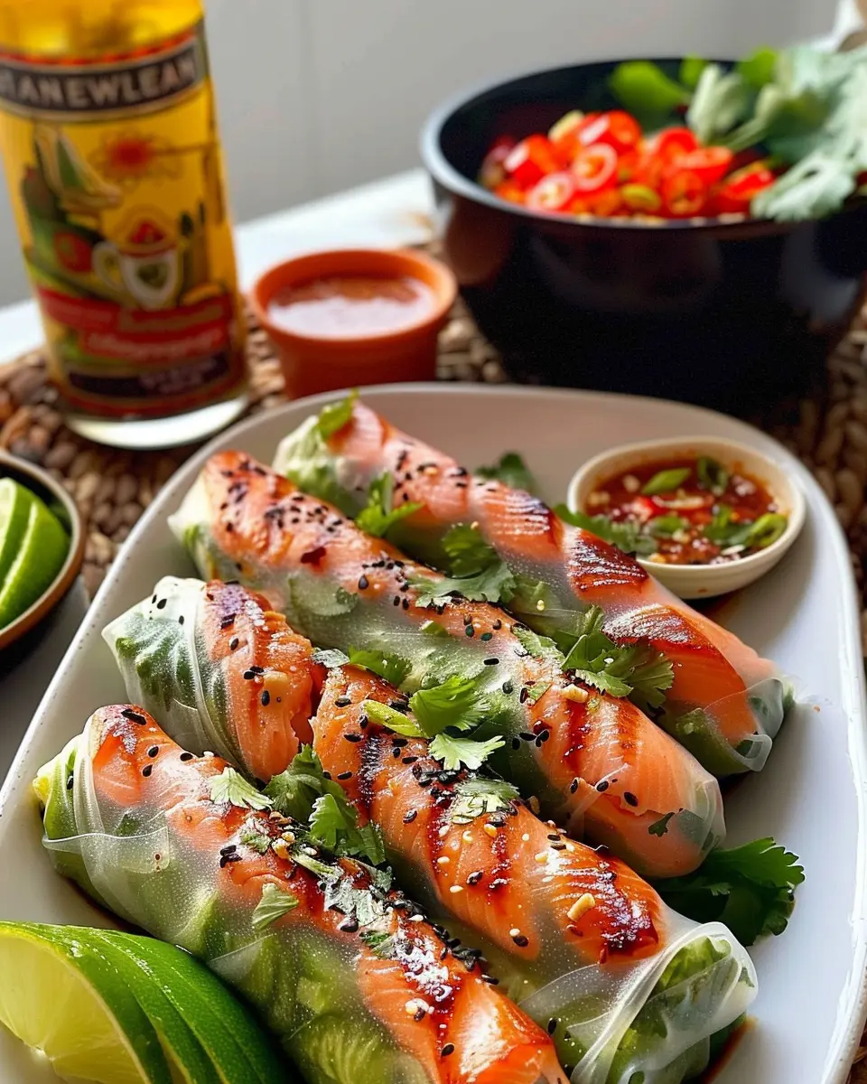 vietnamese baked salmon spring rolls